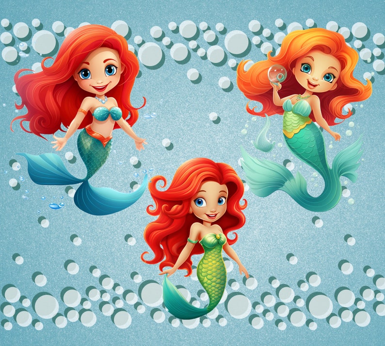 Mermaid Clipart - Set of 30 Beautiful High Quality PNG Designs ...