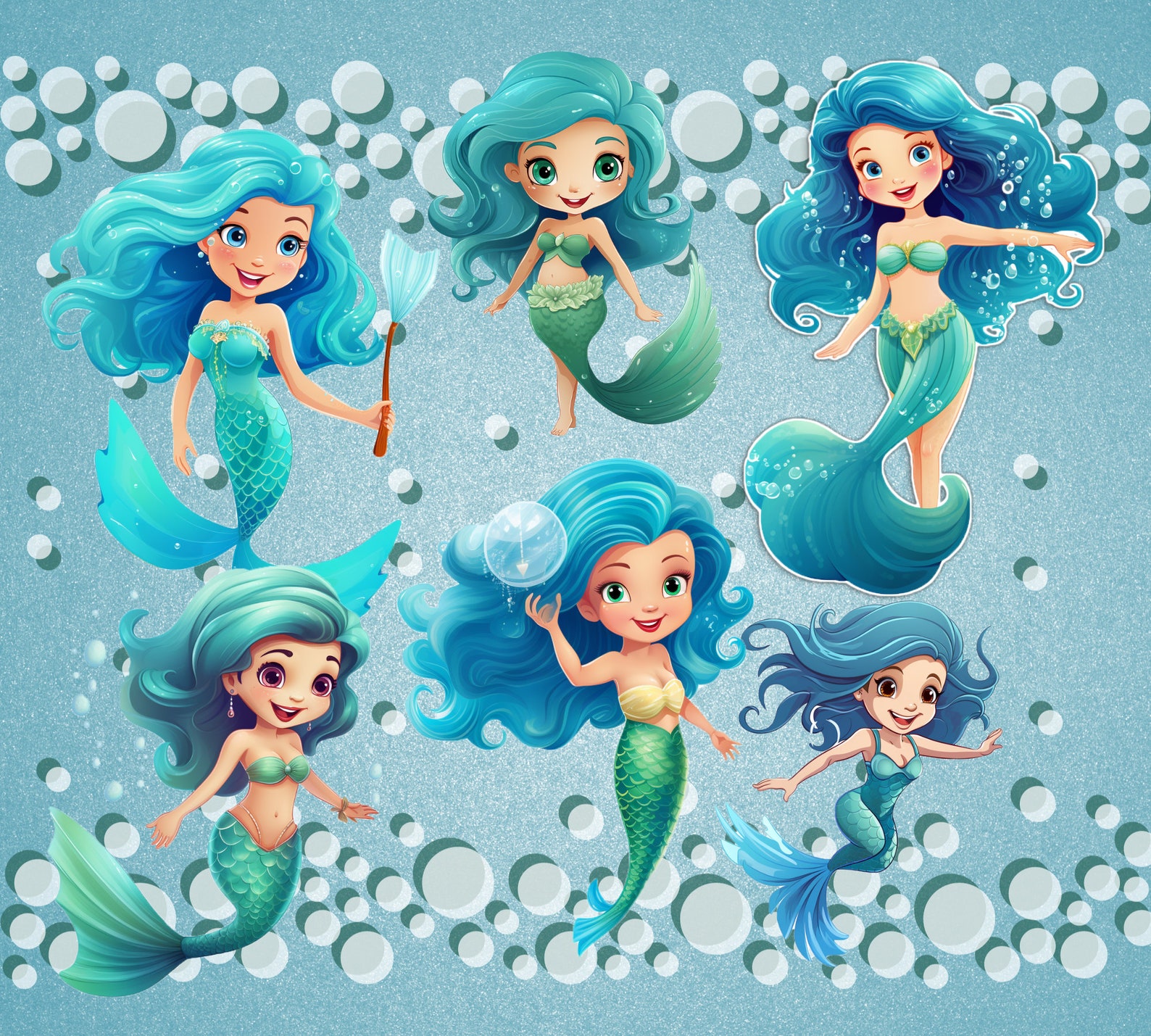 Mermaid Clipart Set of 30 Beautiful High Quality PNG Designs - Etsy