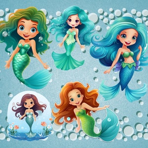 Mermaid Clipart - Set of 30 Beautiful High Quality PNG Designs ...
