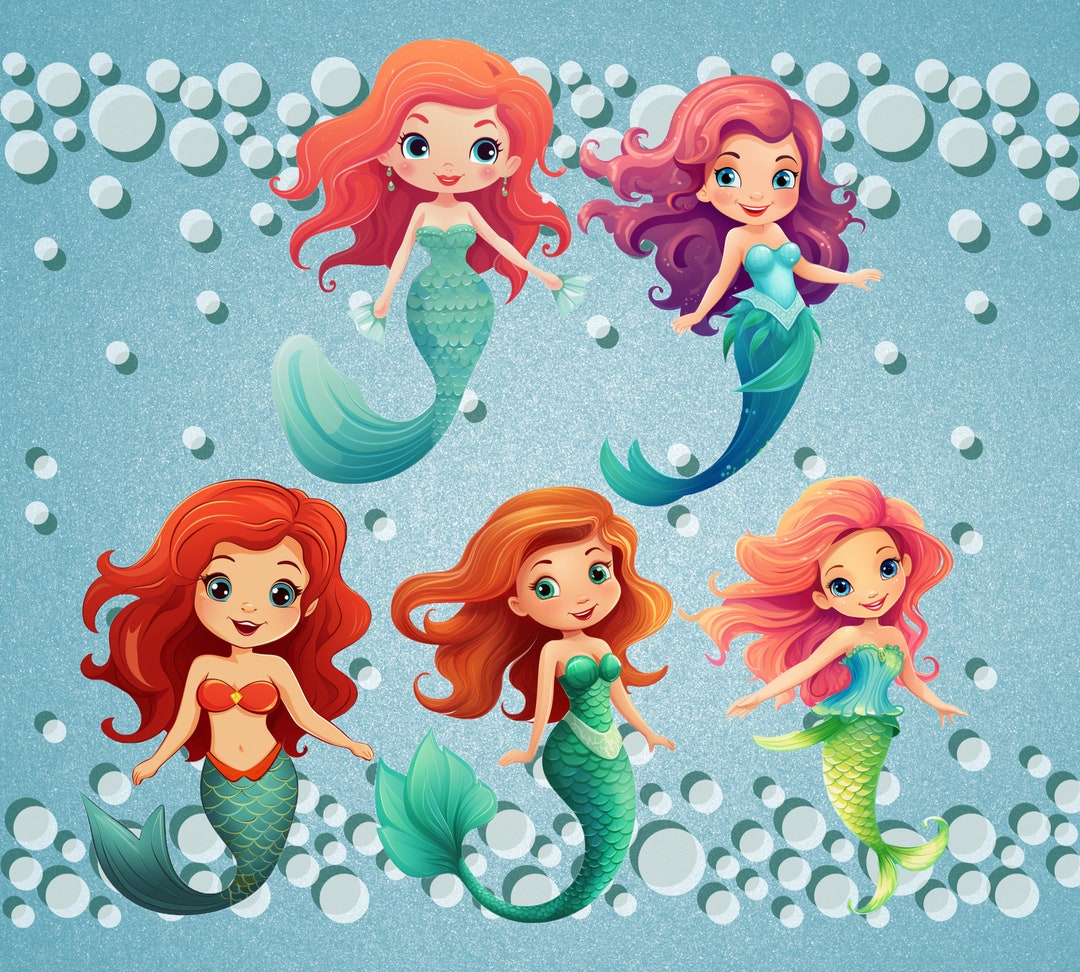 Mermaid Clipart - Set of 30 Beautiful High Quality PNG Designs ...