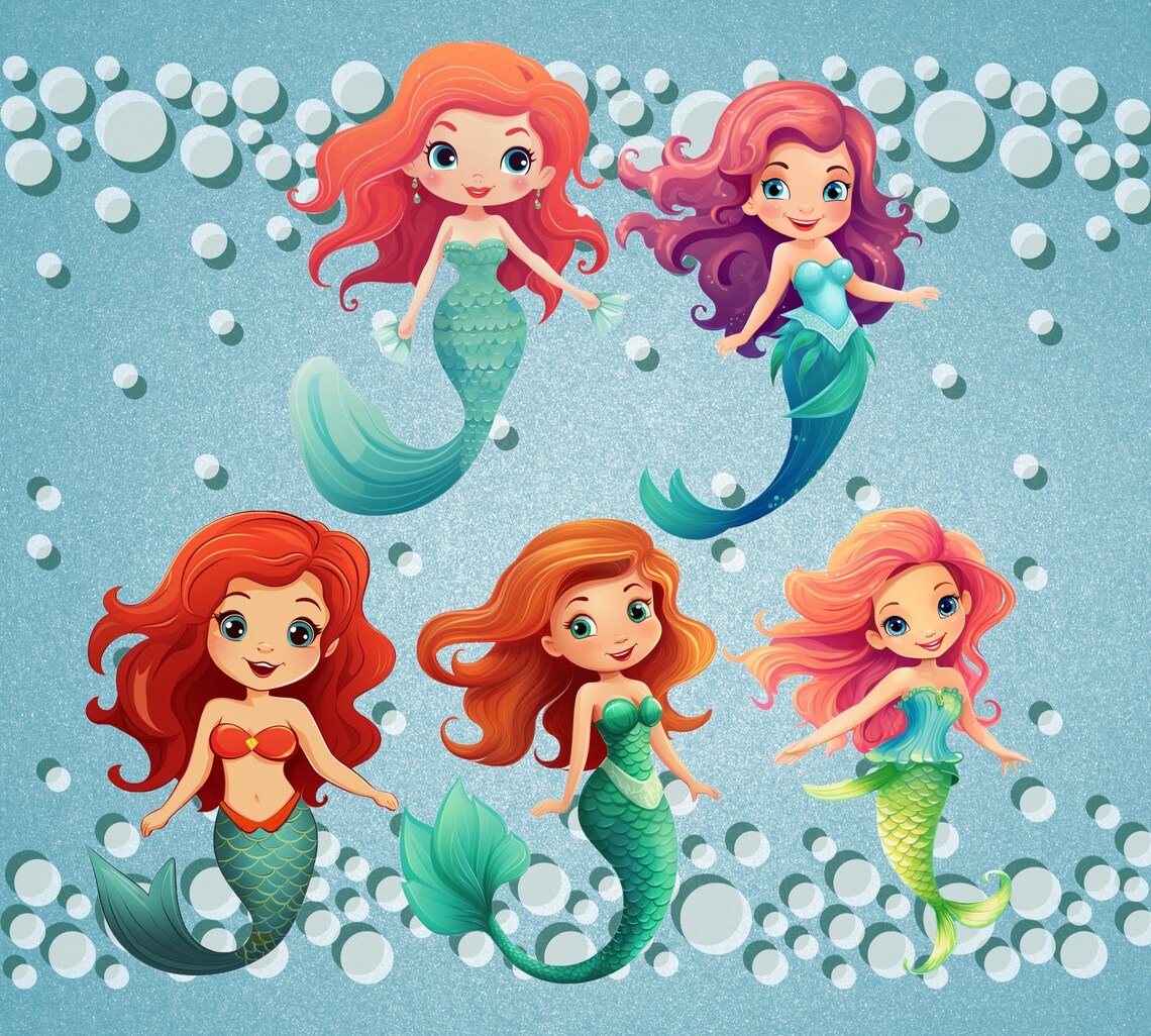 Mermaid Clipart Set of 30 Beautiful High Quality PNG Designs - Etsy