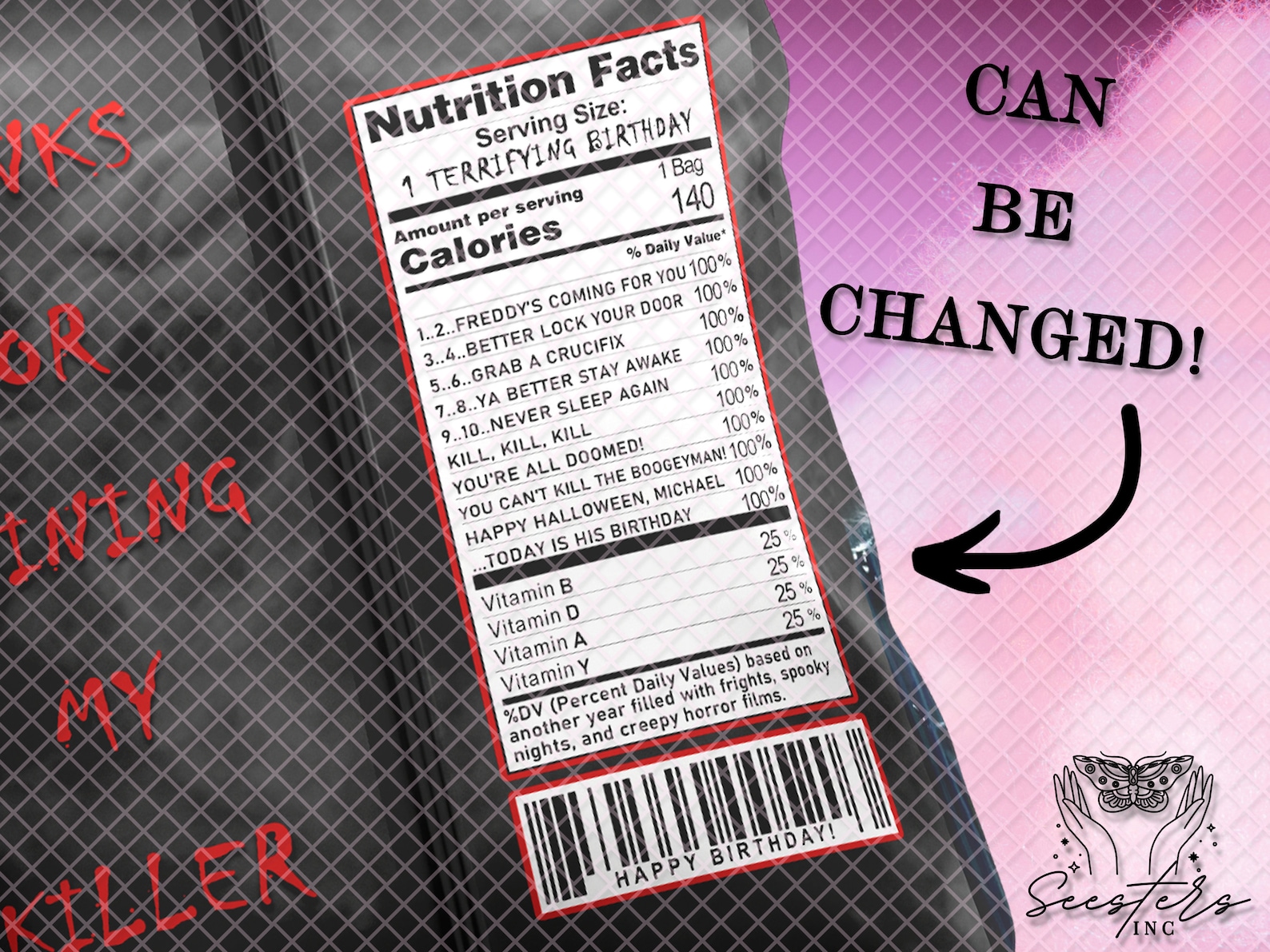 Horror Movie Personalized Chip Bag Wrapper - Printable File Only ...