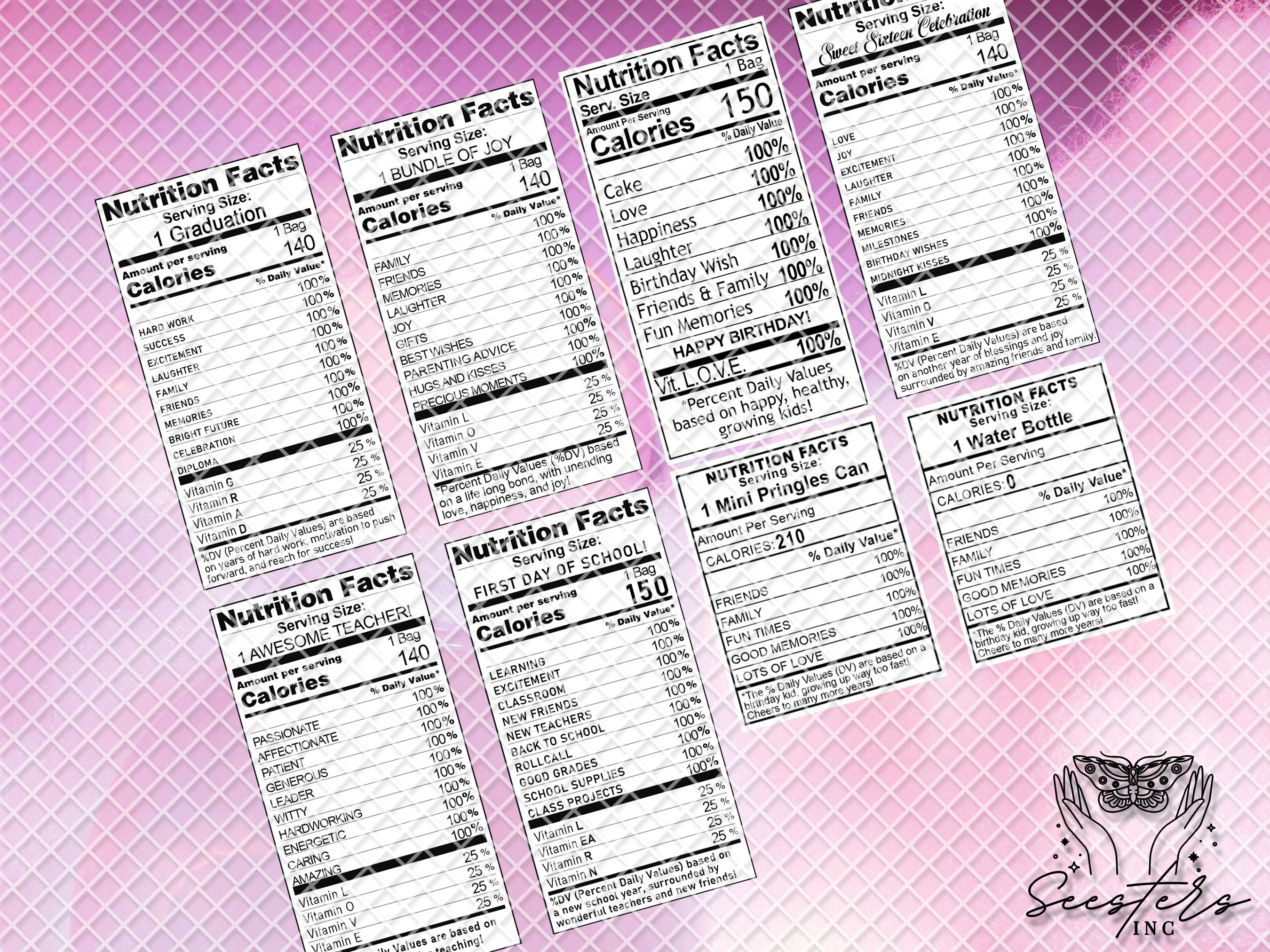 Chip Bag Nutrition Label Clipart in Various Themes - Ready to Use ...