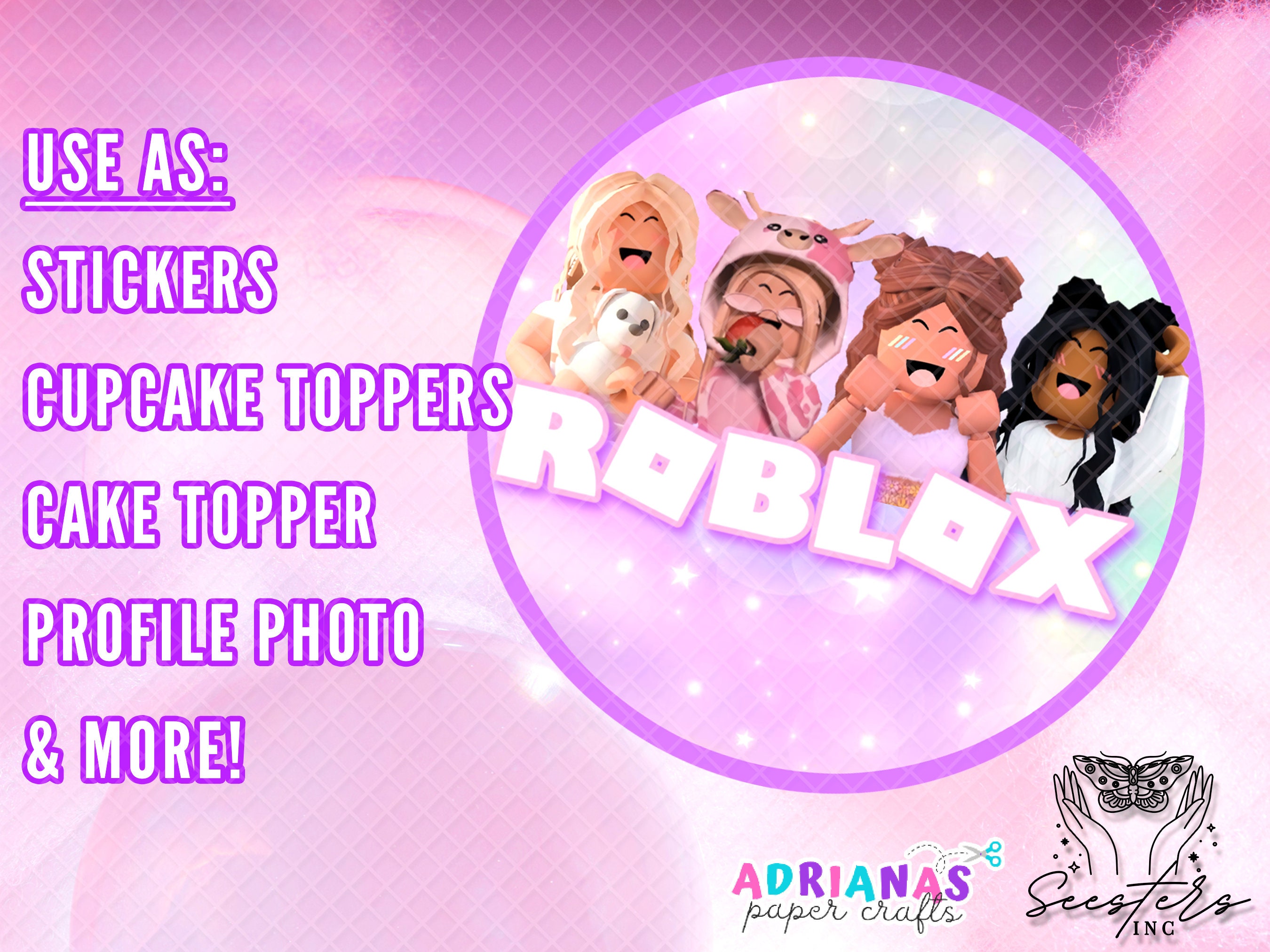 Roblox Girls Digital Round Image - Use for Cupcake Toppers, Stickers ...