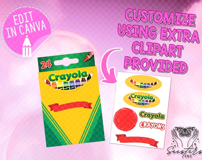 Editable in Canva Crayola Label Template Instant Download - Etsy