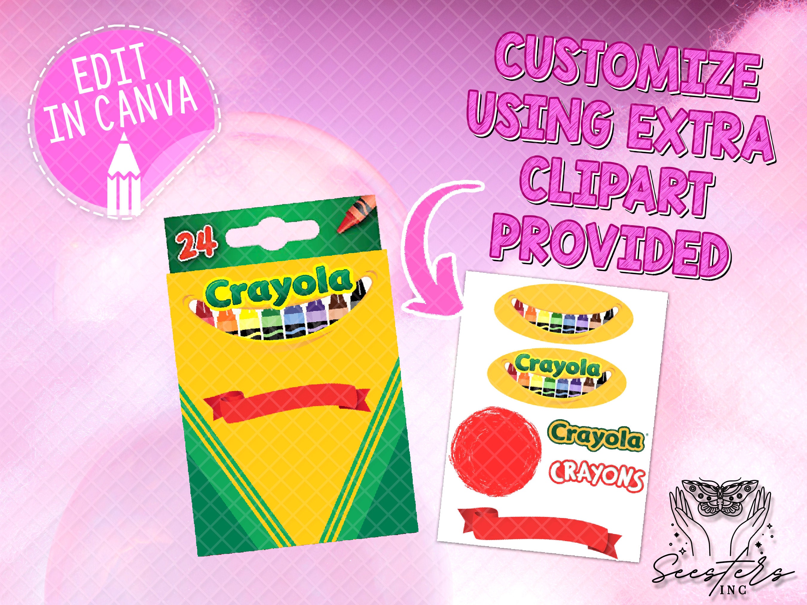 Editable en Canva Plantilla de etiqueta Crayola Descarga instantánea ...