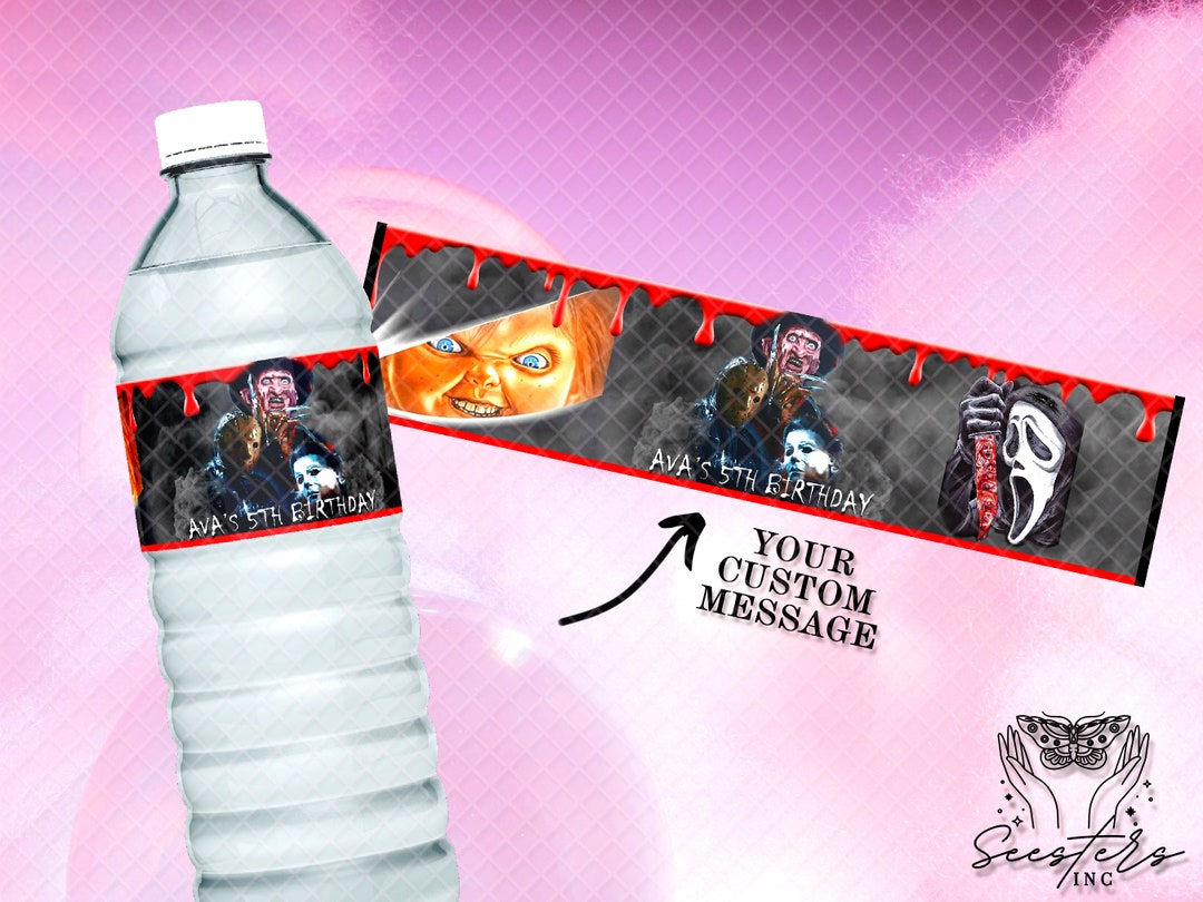 Horror Movie Water Bottle Label - Customized Printable File Only - Etsy