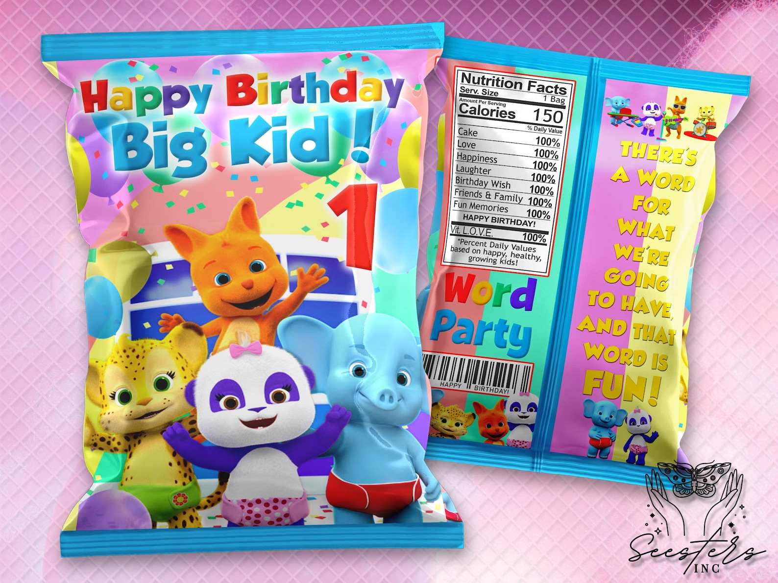 Word Party 1st Birthday Chip Bag Printable - Instant Download - Non ...