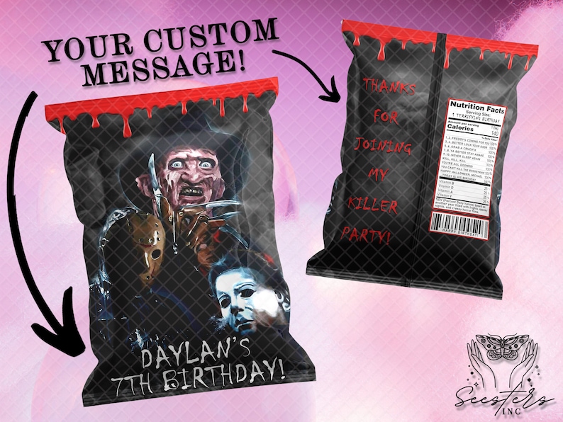 Horror Movie Personalized Chip Bag Wrapper - Printable File Only ...