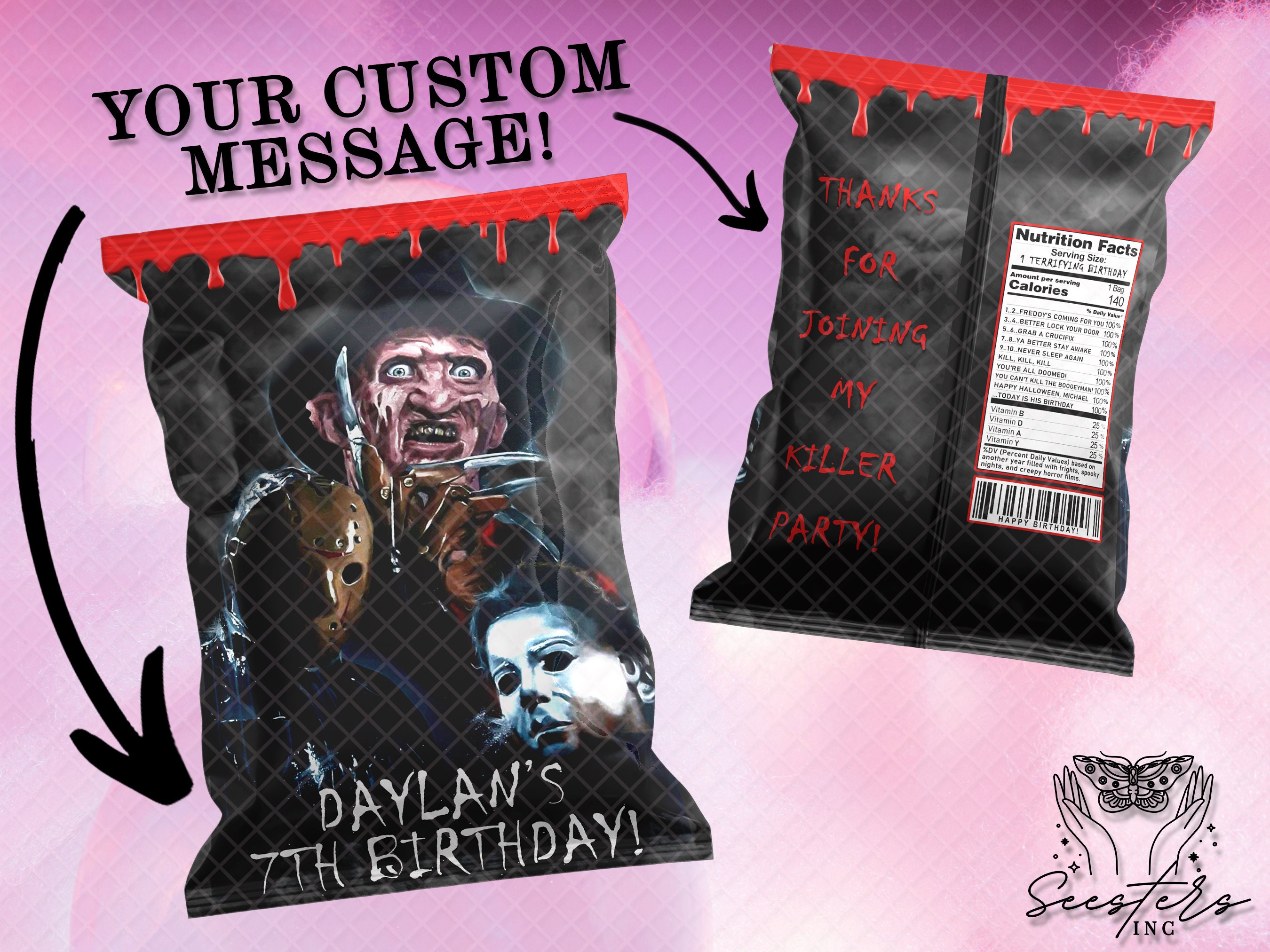 Horror Movie Personalized Chip Bag Wrapper - Printable File Only ...