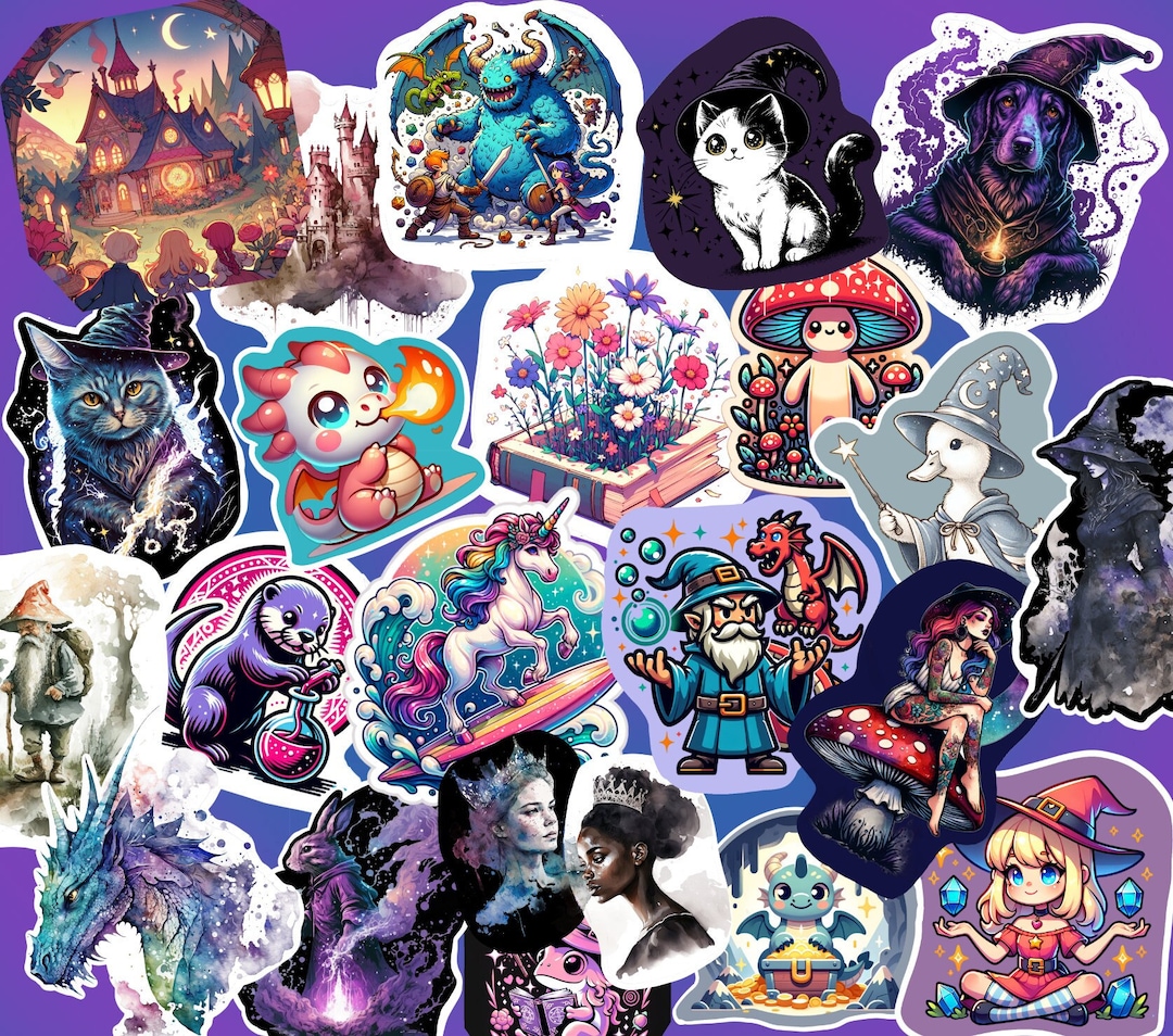 20-50 PCS Fantasy Themed Aesthetic Stickers, Cute Sticker Pack for ...