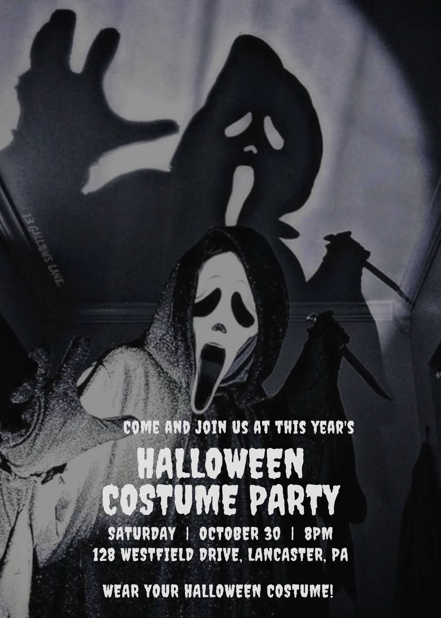 Editable Ghostface/ Scream Invitation halloween Party - Etsy