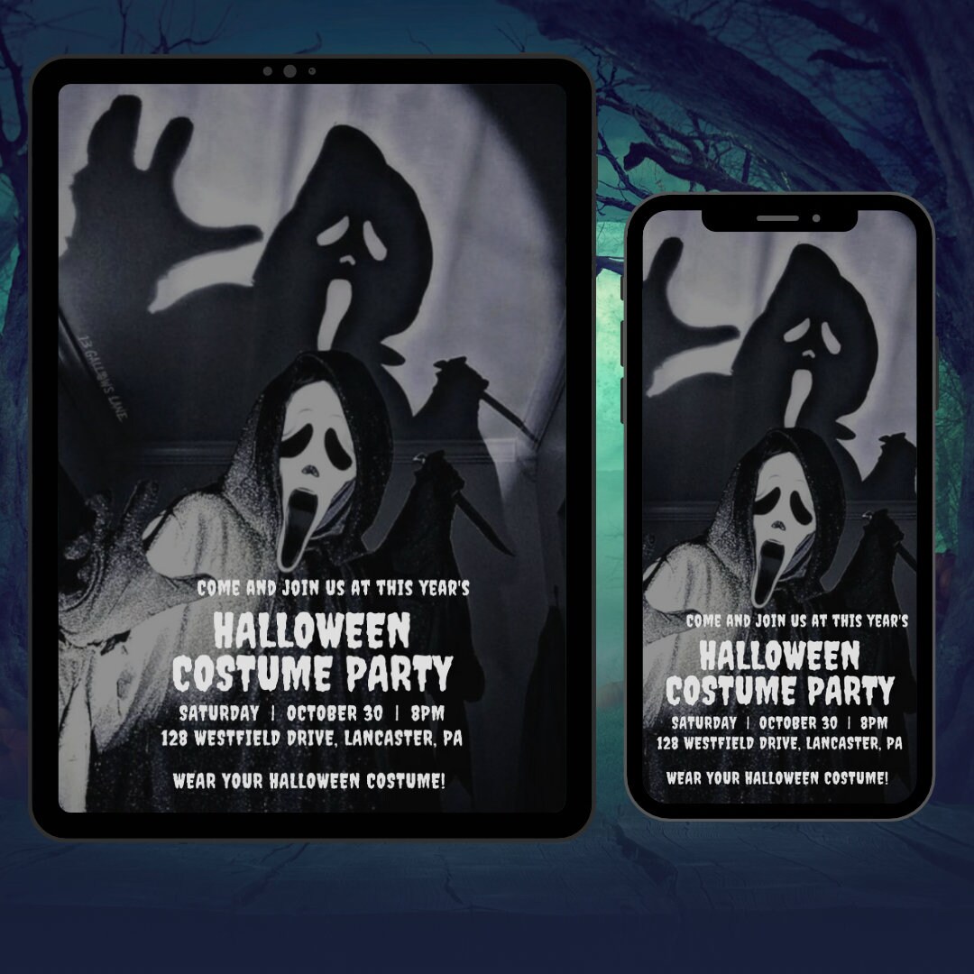 Editable Ghostface/ Scream Invitation halloween Party - Etsy