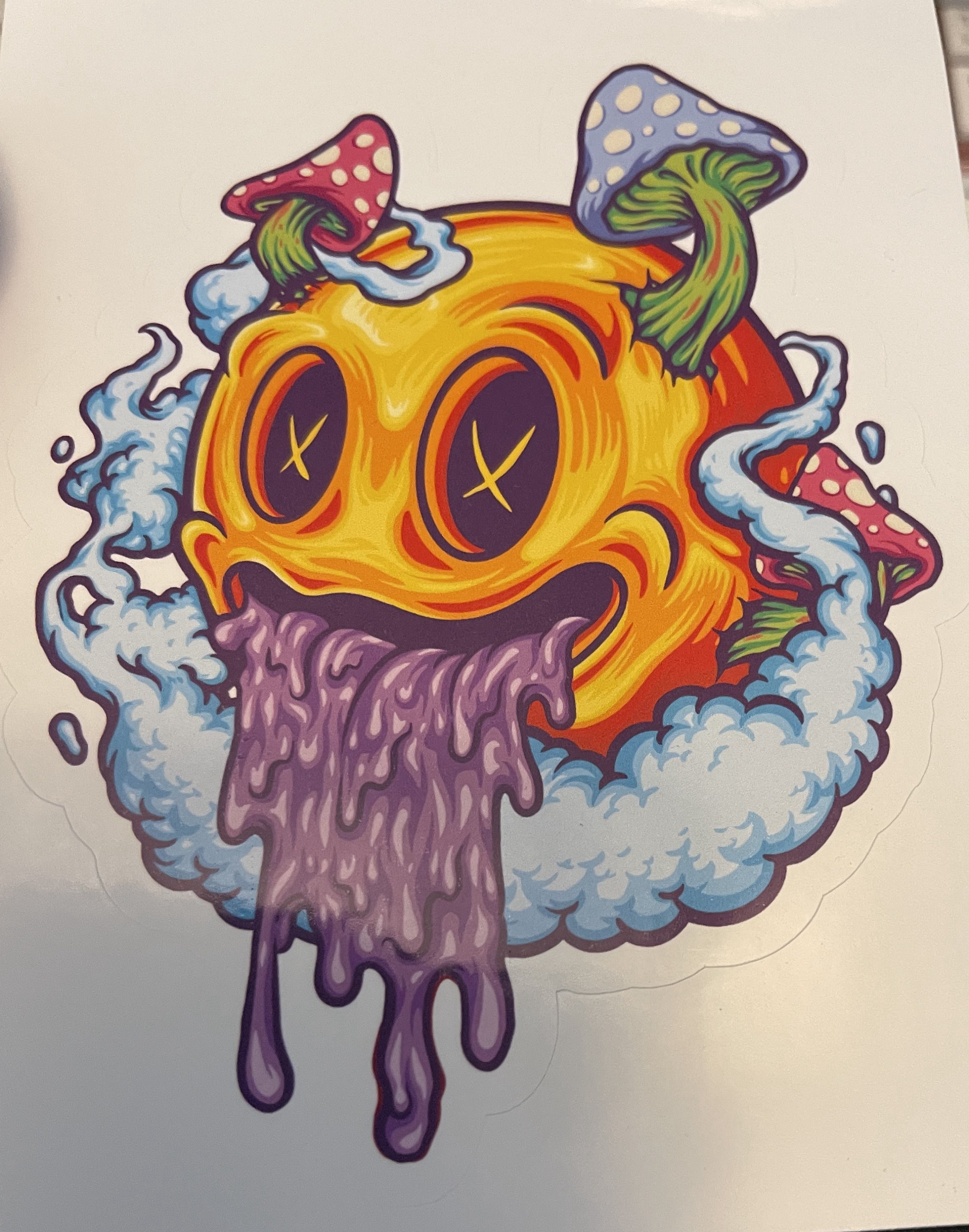 Psychedelic Smiley Face With Mushrooms-kisscut - Etsy