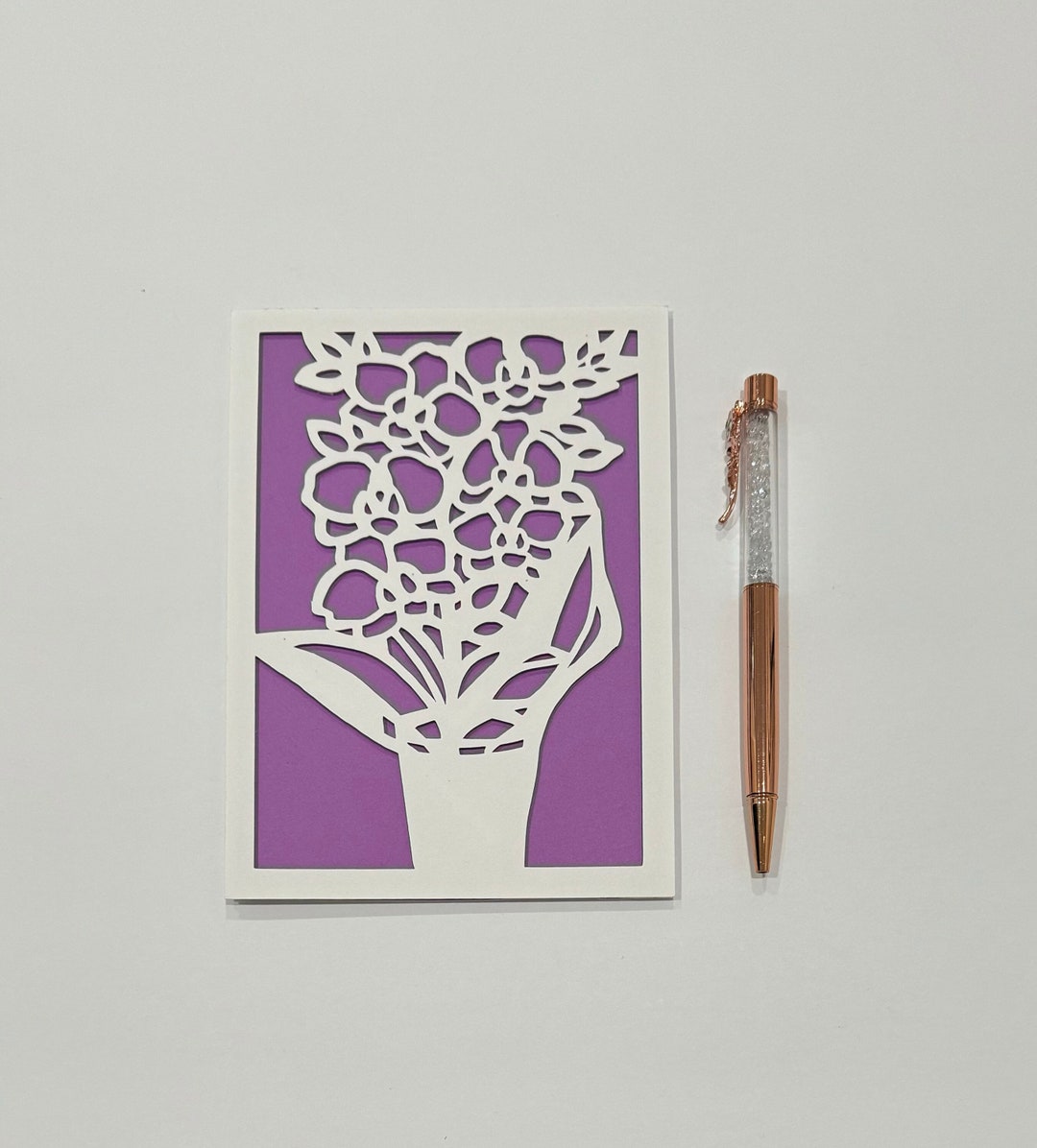 Orchid Greeting Card, Bridal Shower Card, Orchid Bouquet Card, Orchid ...