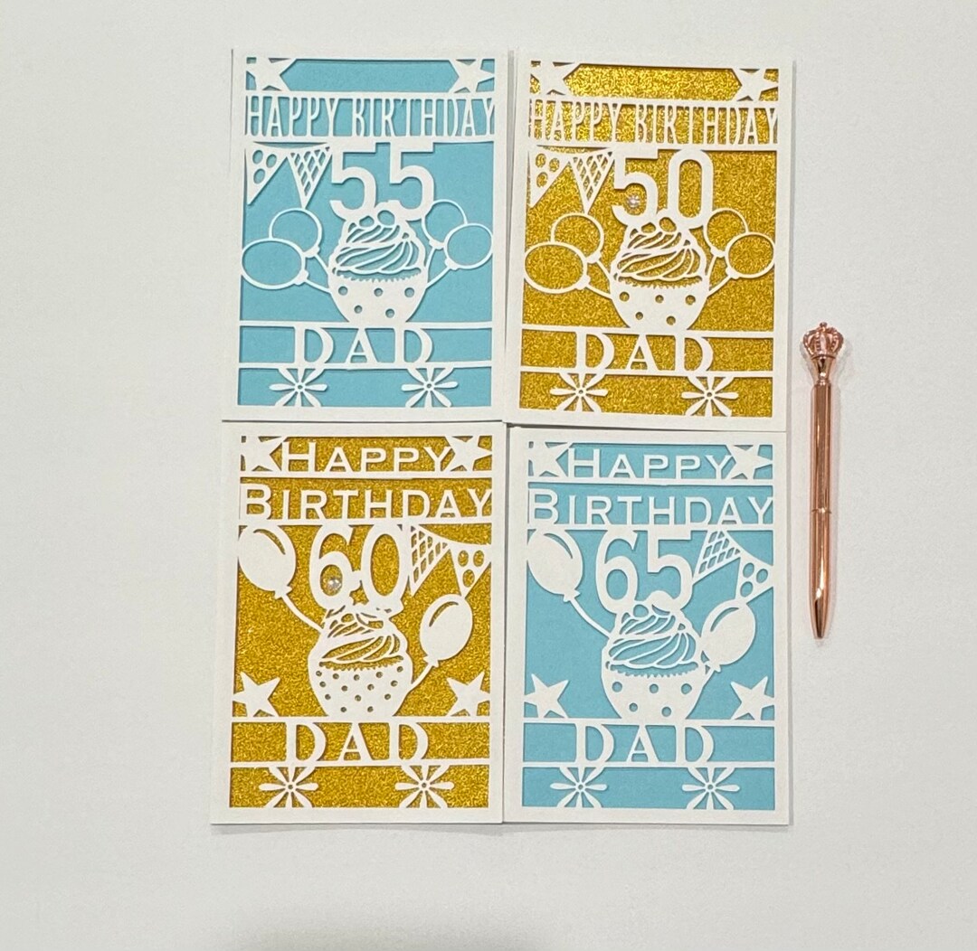 Handmade Milestone Birthday Card for Dad: Paper Cut Design - Etsy