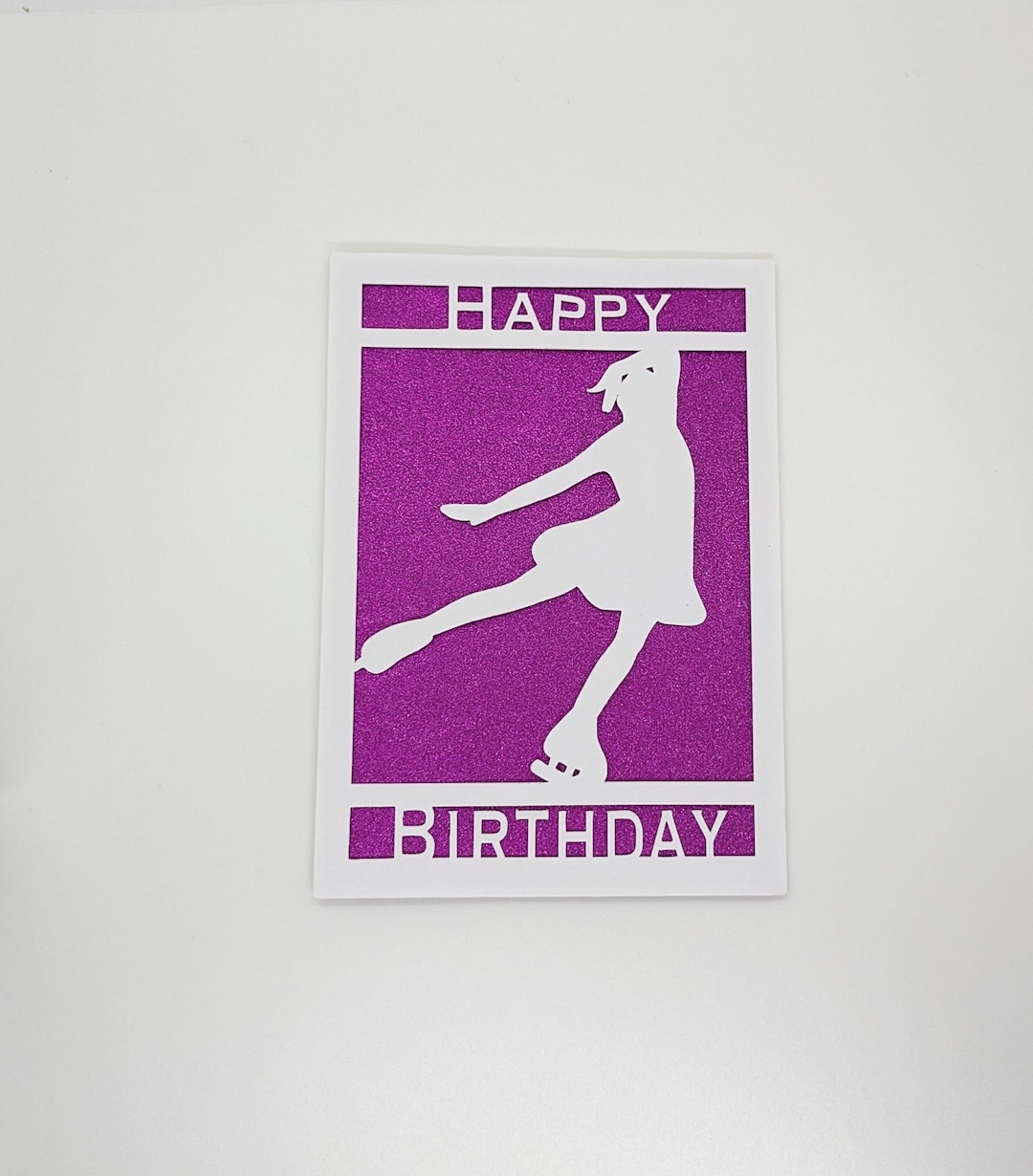 Handmade Ice Skater Birthday Card: Paper Cut Design, Skating Greeting ...
