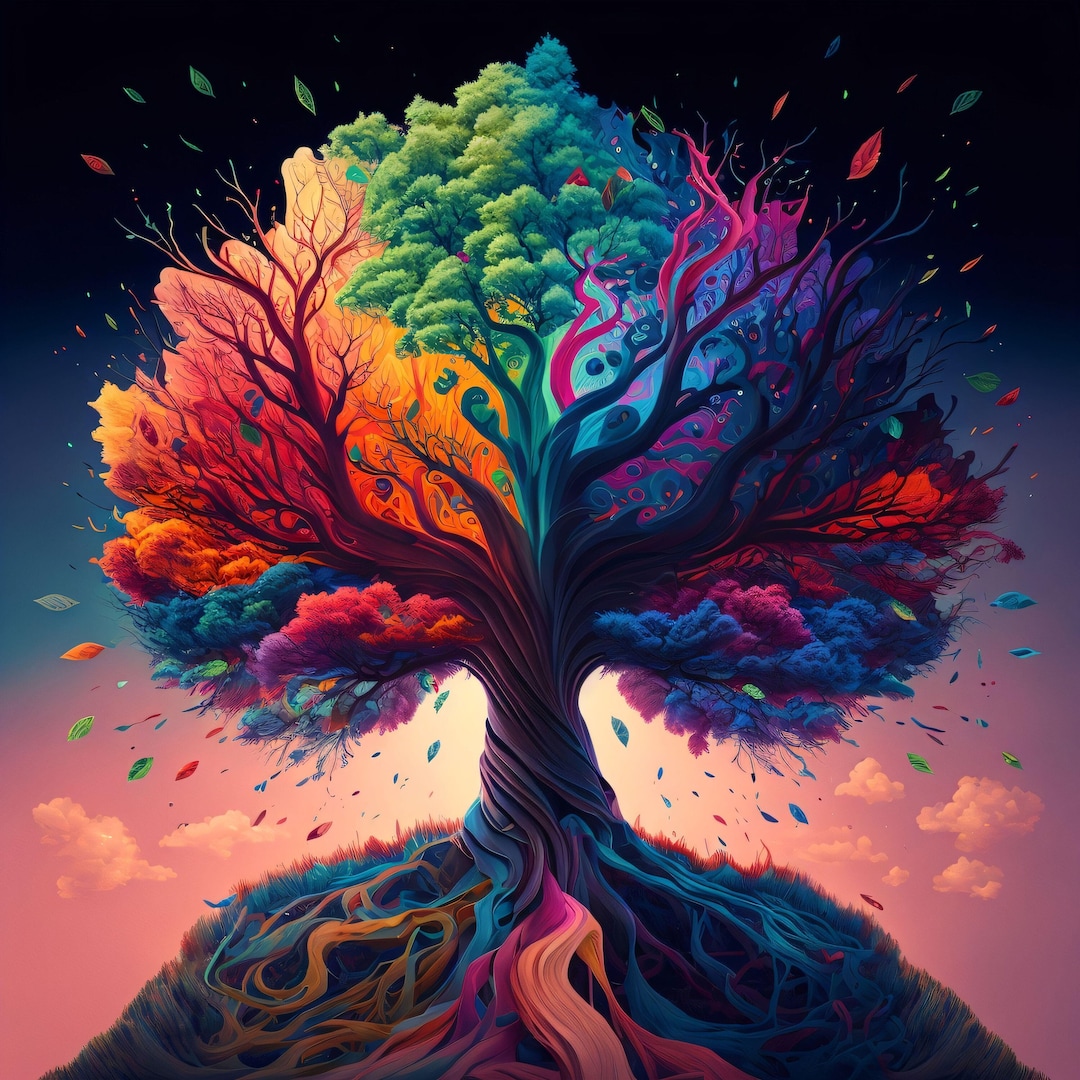 Colorful Tree Canvas, Metal, Acrylic, or Giclee Quality Prints Mounting ...