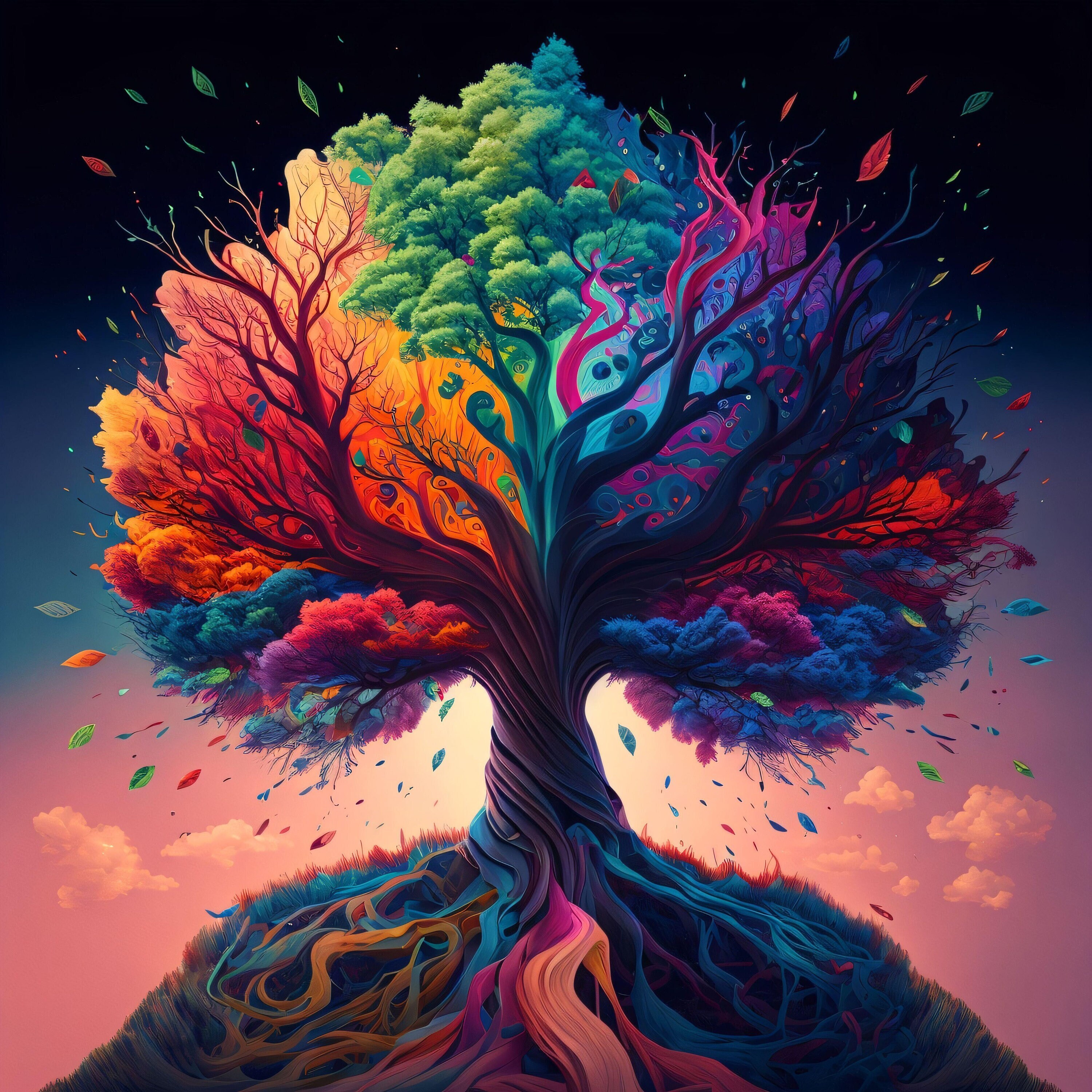 Colorful Tree Canvas, Metal, Acrylic, or Giclee Quality Prints Mounting ...
