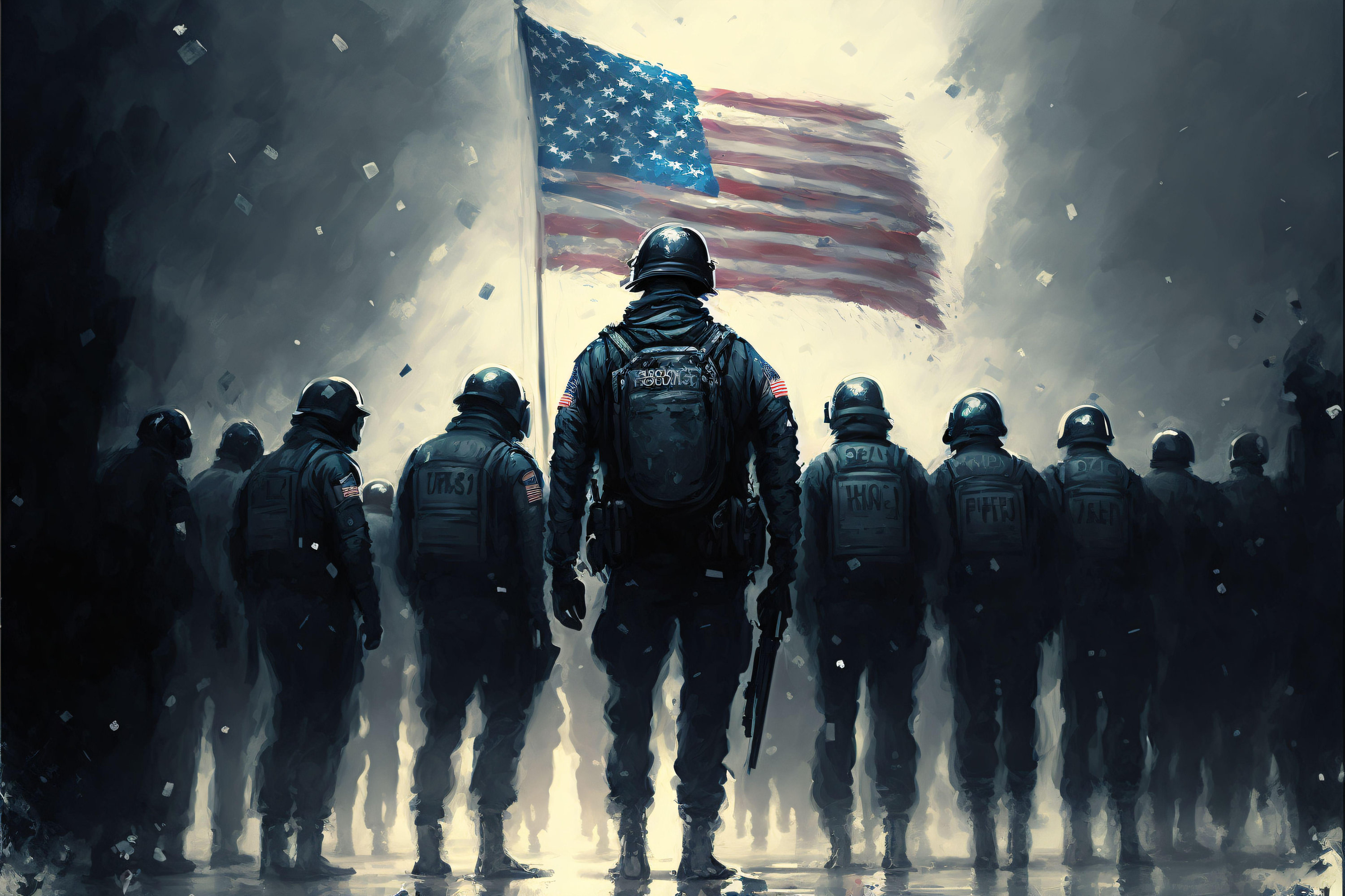 Riot Police Shield Wall