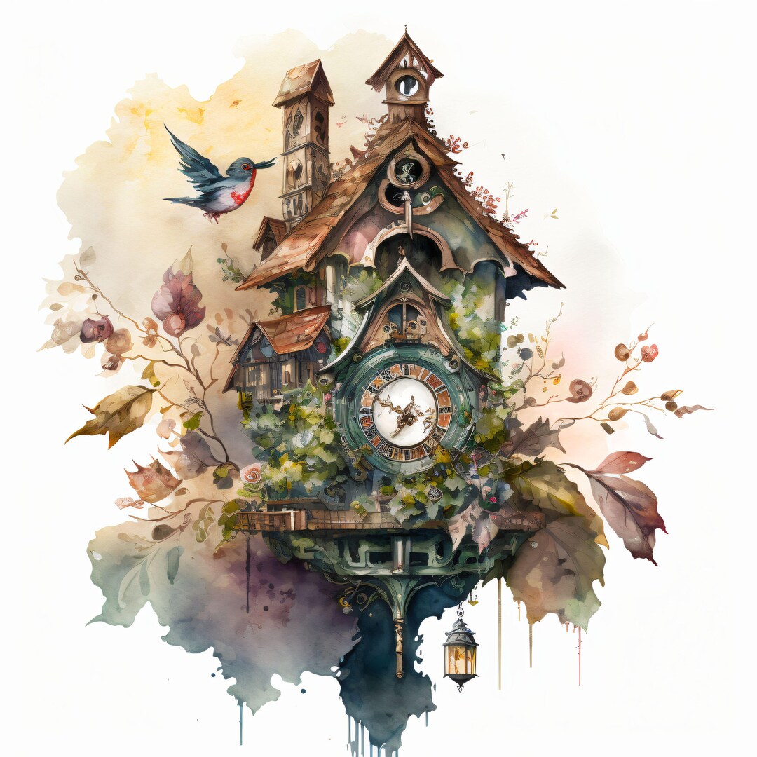 Cuckoo Clock - Watercolor Style - Canvas, Metal, Acrylic, Framed, or ...
