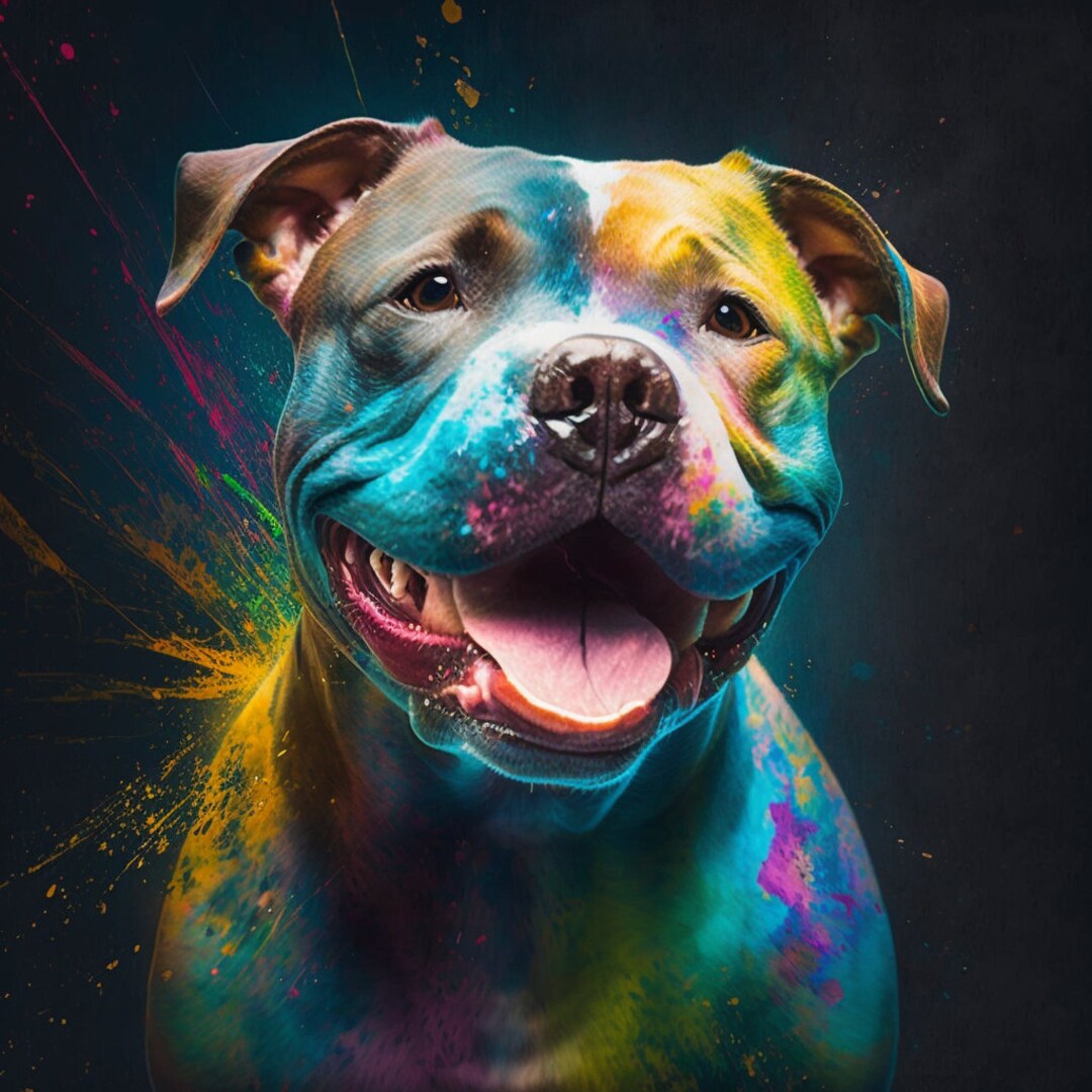 Pitbull - Dog - Canvas, Metal, Acrylic, Framed, or Giclee (museum ...