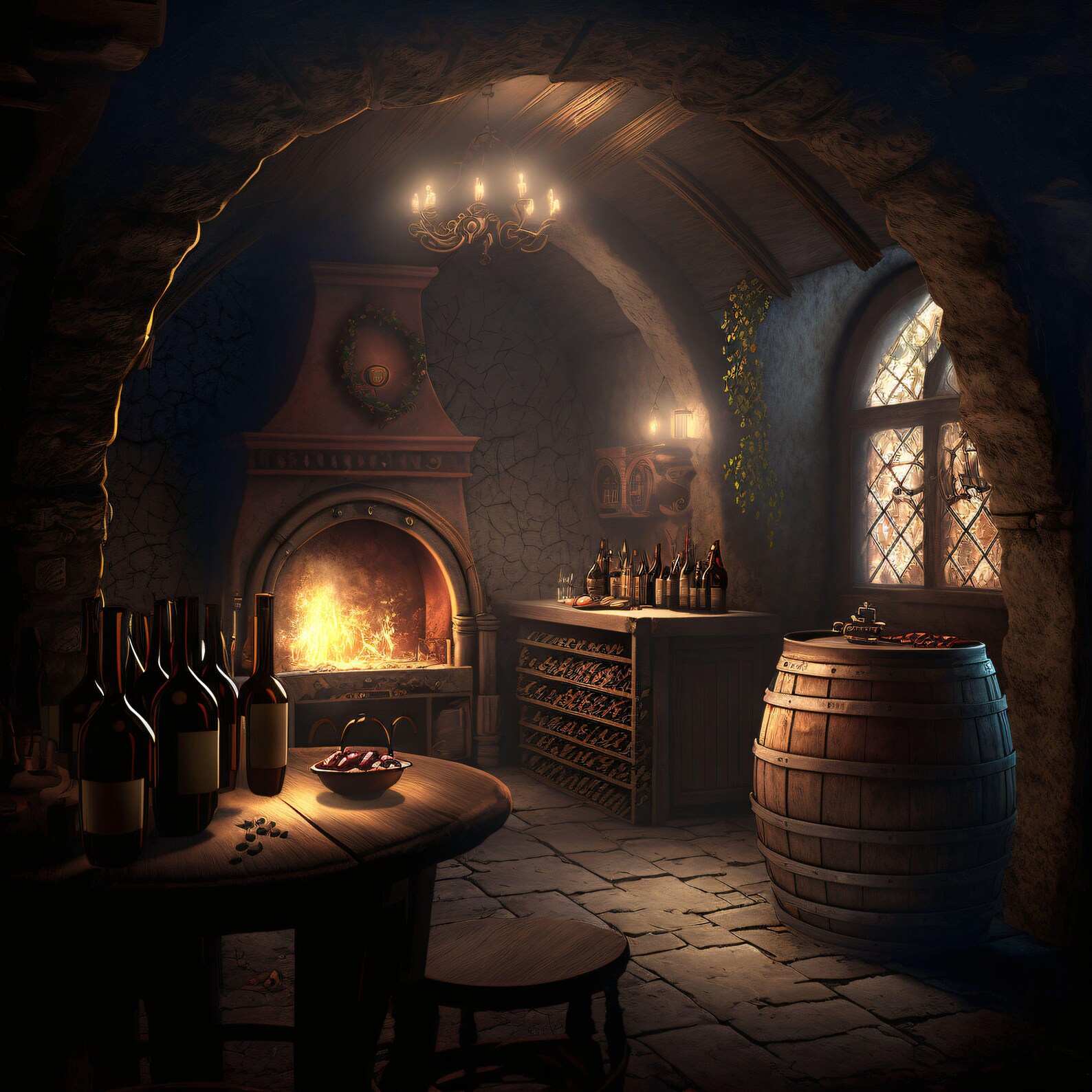 Cozy Warm Wine Cellar - Version 1 - Canvas, Metal, Acrylic, Framed, or ...