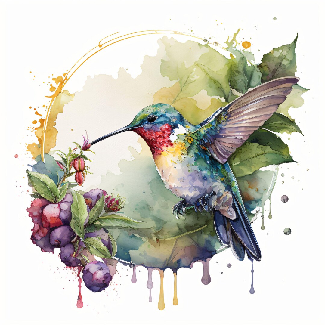 Hummingbird in Watercolor Style Canvas, Metal, Acrylic, or Giclee ...