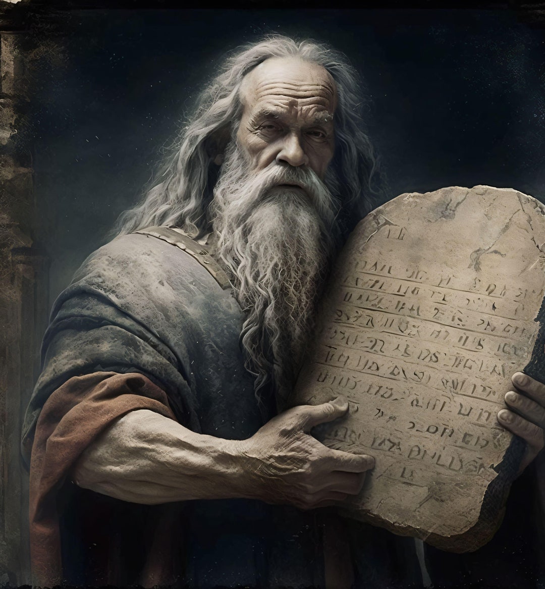 Moses Holding the 10 Commandments - Canvas, Metal, Acrylic, Framed, or ...