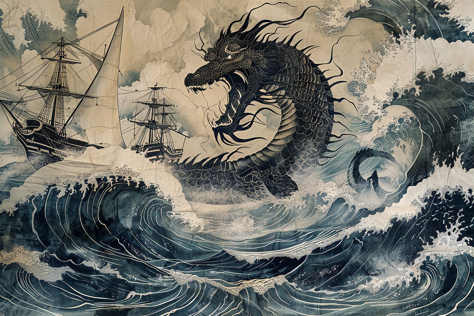 Japanese Sea Monster Canvas, Metal, Acrylic, or Giclee Quality Prints ...