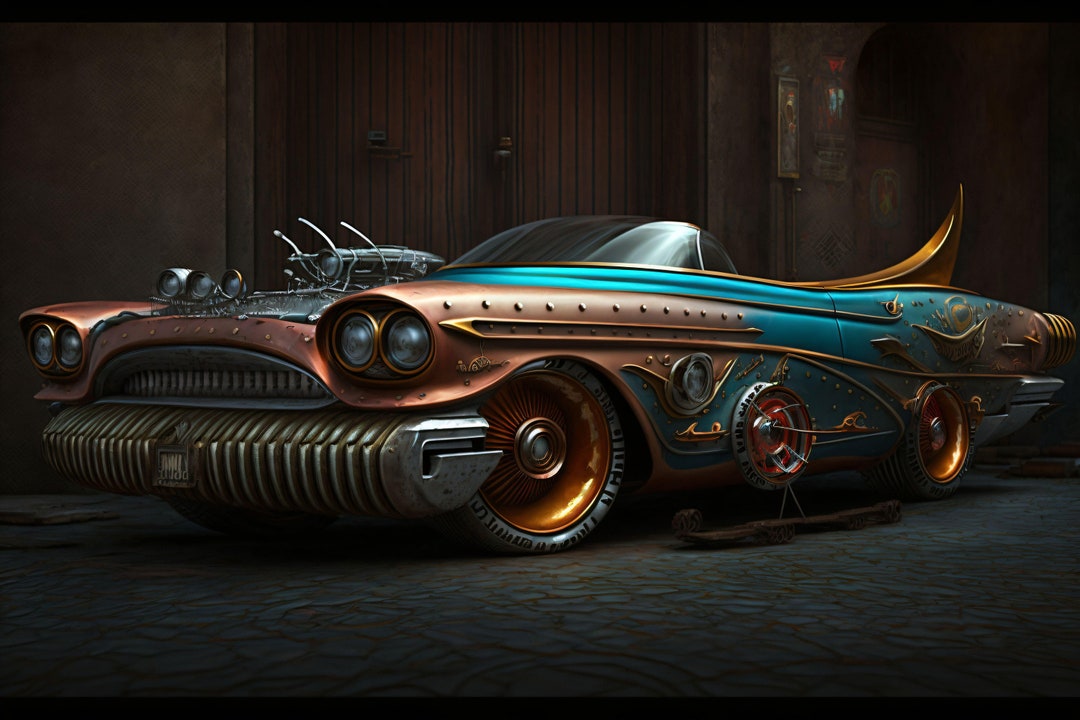 Steampunk Oldsmobile Starfire Convertible 1962 - Canvas, Metal, Acrylic ...