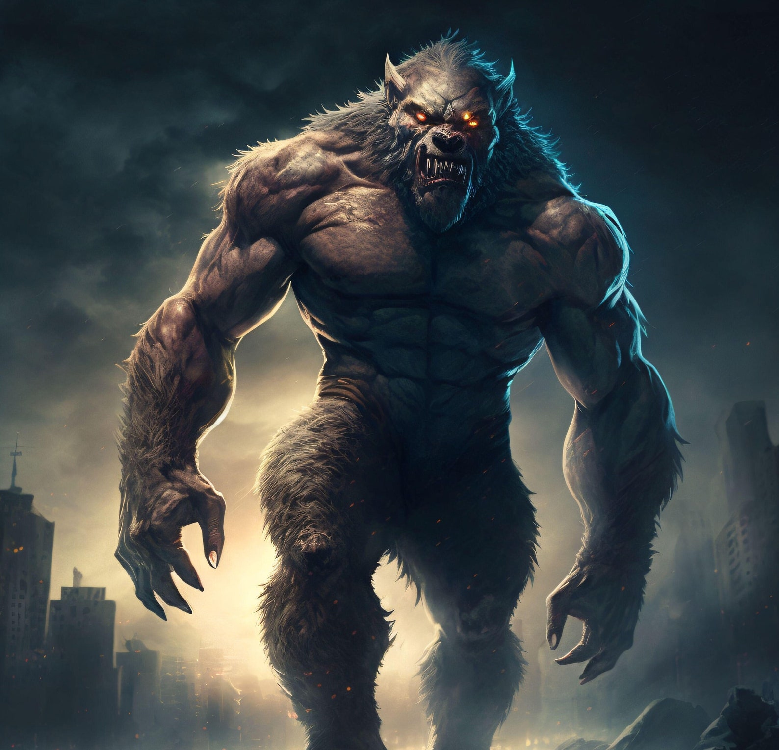 Giant Muscular Werewolf - Canvas, Metal, Acrylic, Framed, or Giclee ...