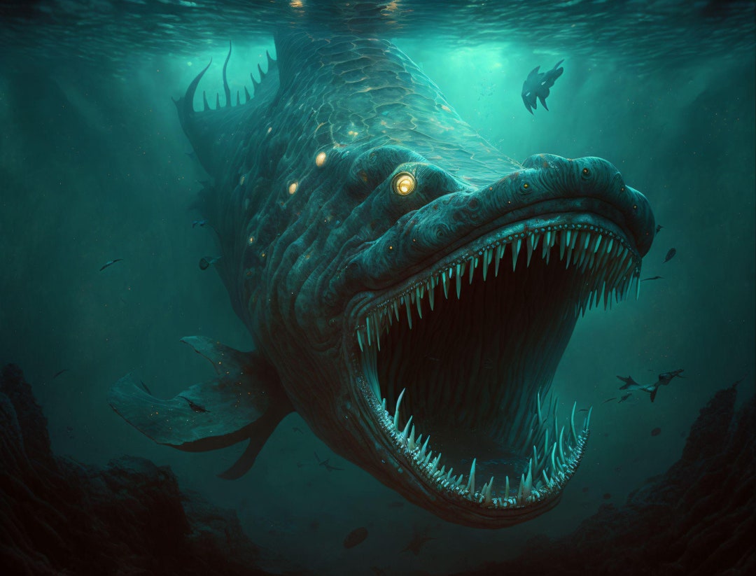 Leviathan Sea Monster Art Print – Giclee, Canvas, Metal, or Acrylic - Etsy