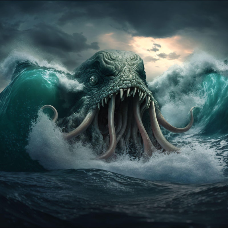 Sea Monster Print - Etsy