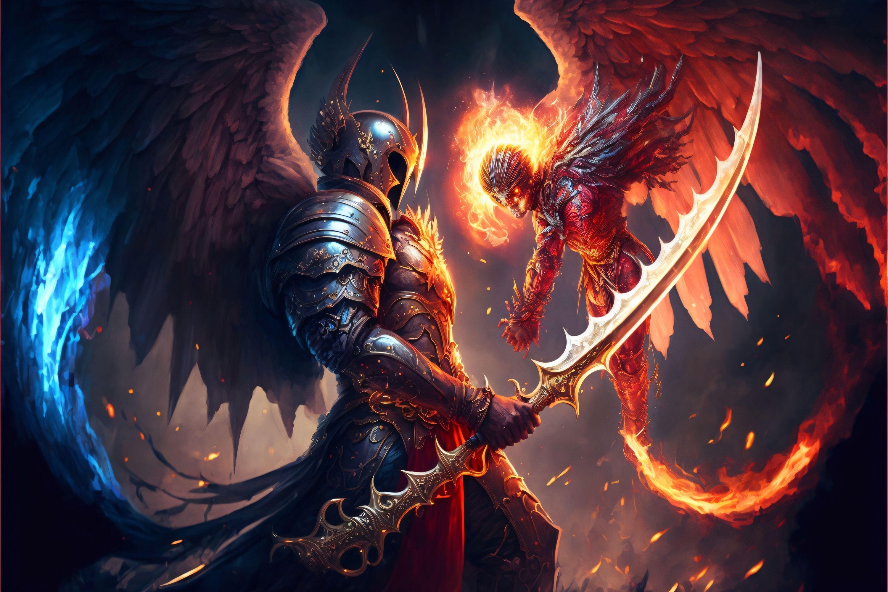 Angels Vs Demons Battle Art