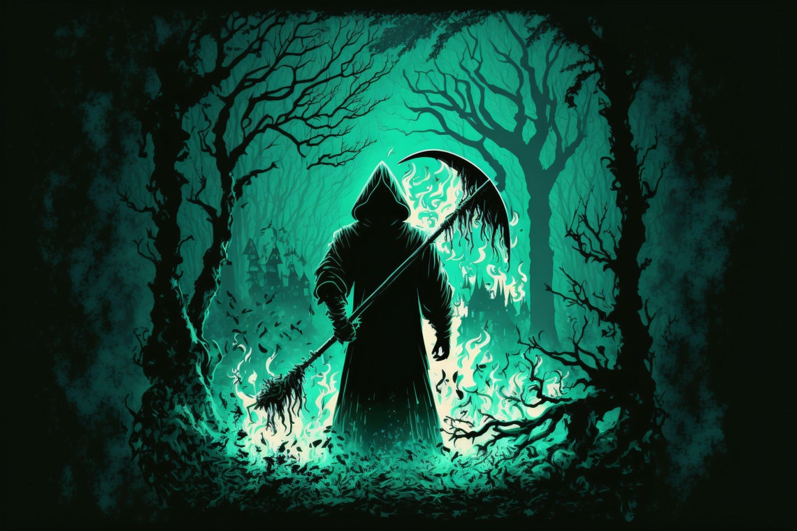 Grim Reaper Holding a Scythe Canvas, Metal, Acrylic, or Giclee Quality ...