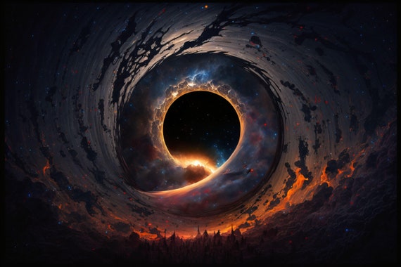 Black Hole Art Space Collision Of 2 Black Holes Sends Waves Through