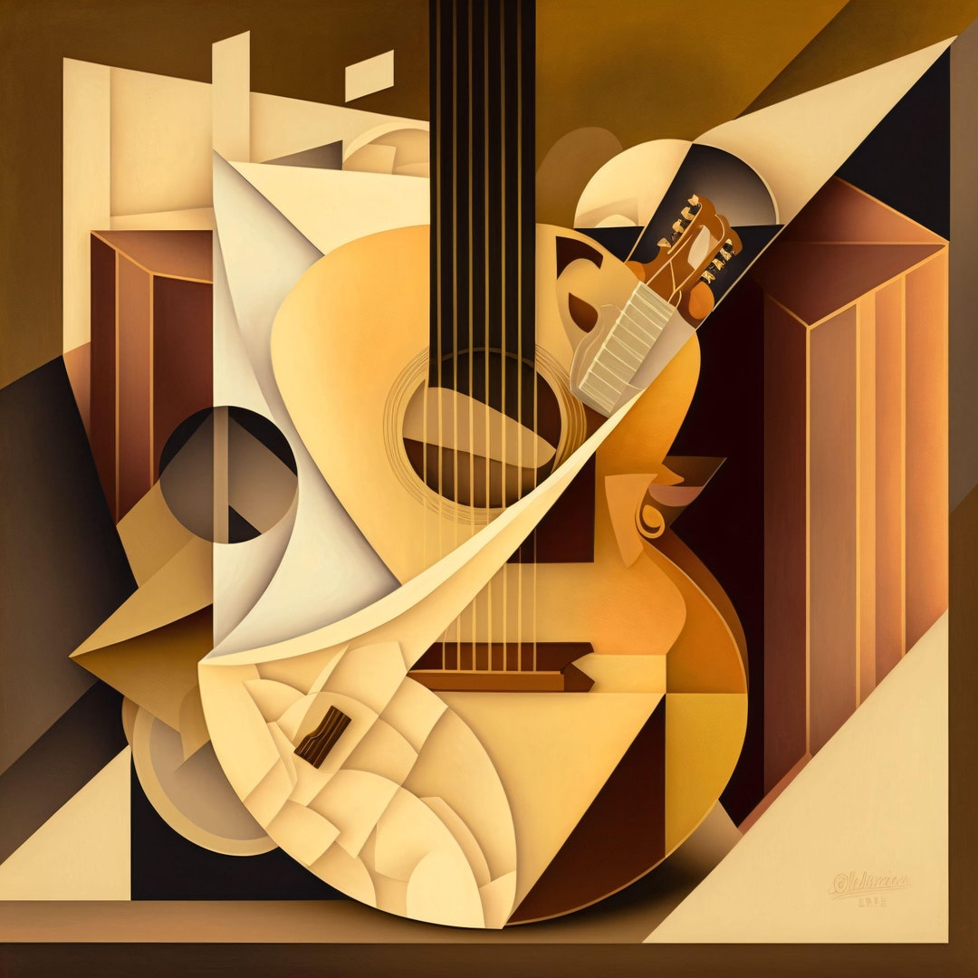 Guitar - Cubism - Canvas, Metal, Acrylic, Framed, or Giclee (museum ...