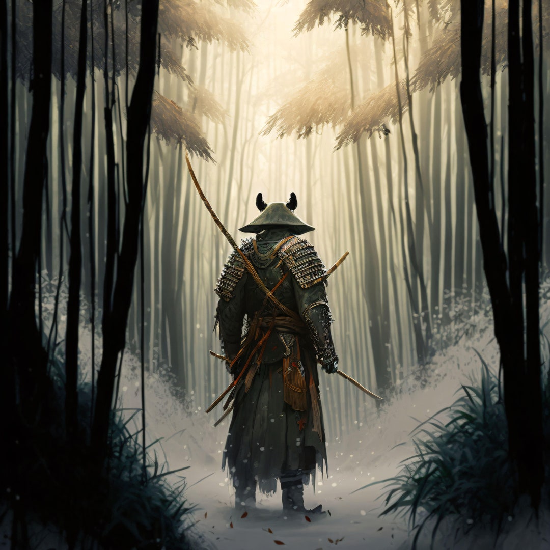 Samurai in Bamboo Forest - Canvas, Metal, Acrylic, Framed, or Giclee ...