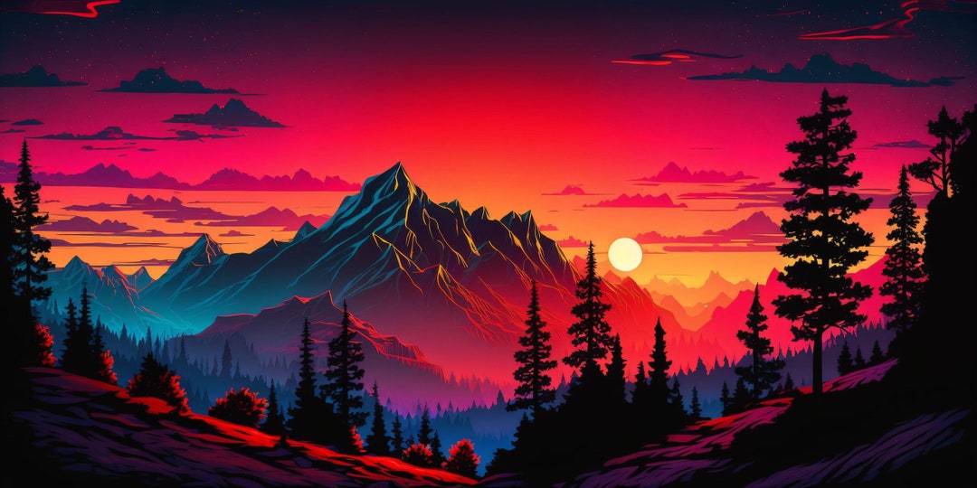 Mountain Landscape at Sunset - Canvas, Metal, Acrylic, Framed, or ...