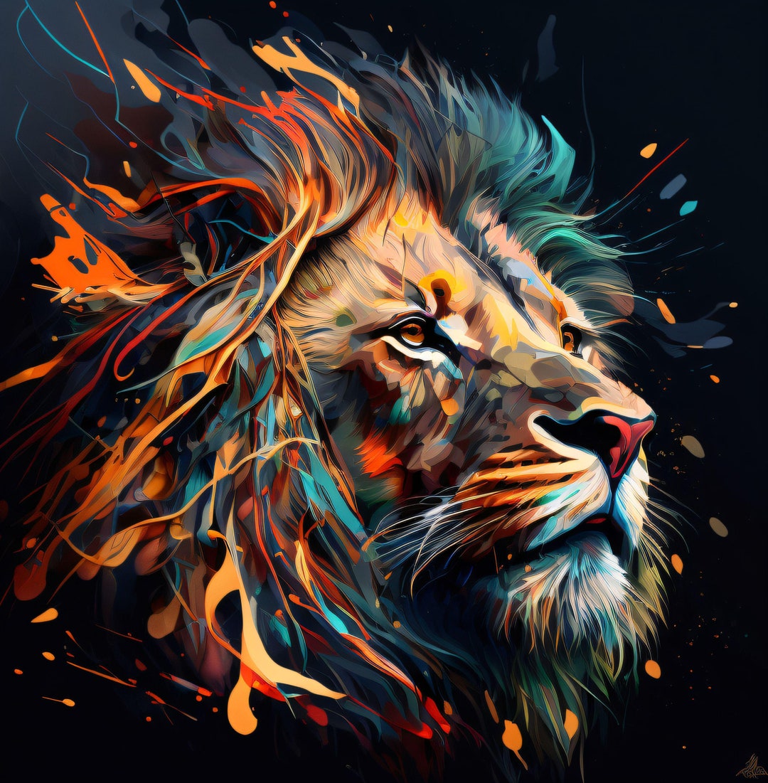 Abstract Lion Portrait – Giclee, Canvas, Metal or Acrylic Print - Etsy