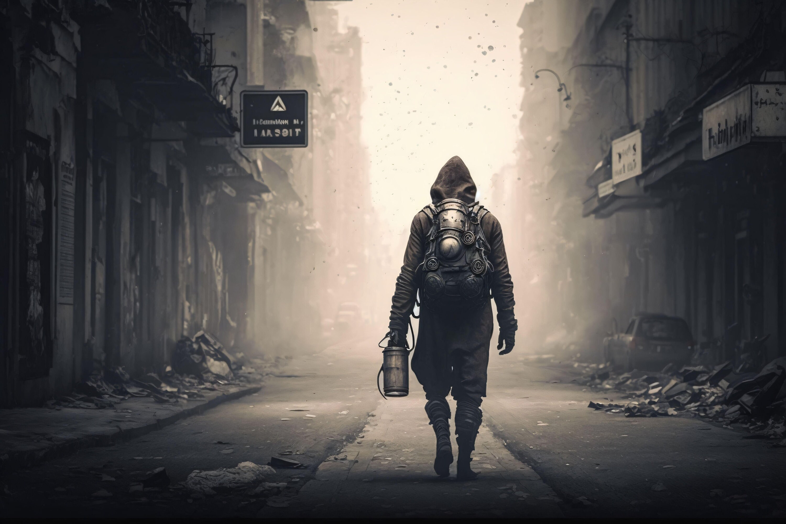 Gas Mask in Post-apocalyptic City Canvas Framed Metal - Etsy