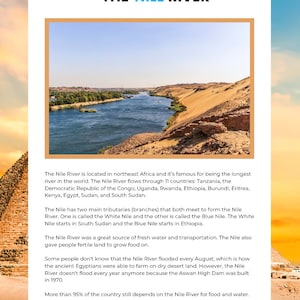 The Nile River Worksheet | Nile River Printable | Educational Printable ...