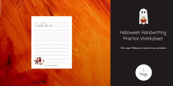 Halloween Handwriting Worksheet Halloween Activity Sheet - Etsy