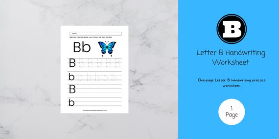 Letter B Handwriting Practice Worksheet Handwriting - Etsy