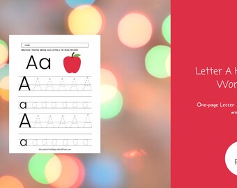 Letter A Handwriting Practice Worksheet English Worksheets - Etsy