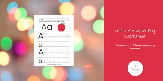 Letter A Handwriting Practice Worksheet English Worksheets - Etsy