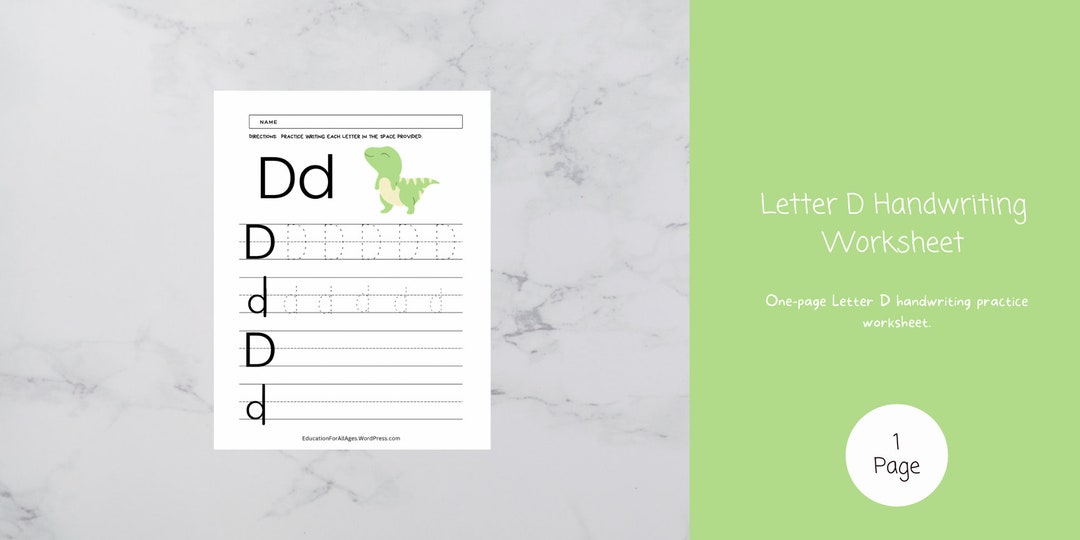 Letter D Handwriting Practice Worksheet | Handwriting Worksheets for ...