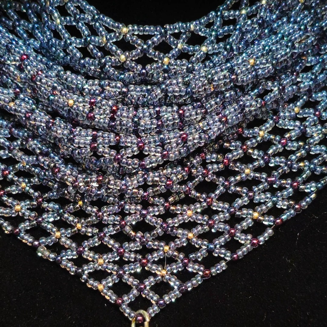 Luxury Bead Scarf, Beaded Net Scarf, Evening Wear Scarf, Designer Bead ...