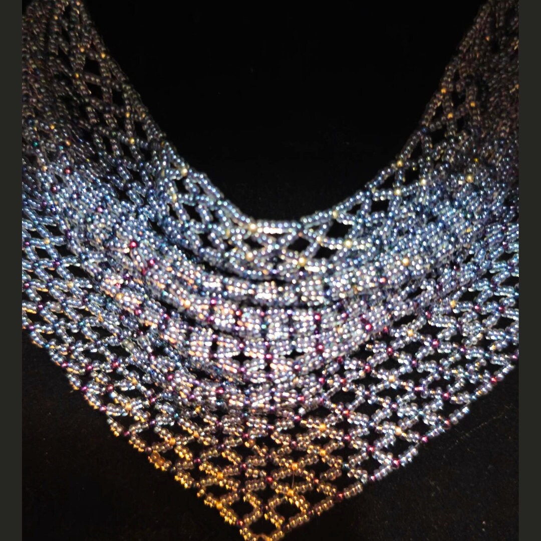 Luxury Bead Scarf, Beaded Net Scarf, Evening Wear Scarf, Designer Bead ...